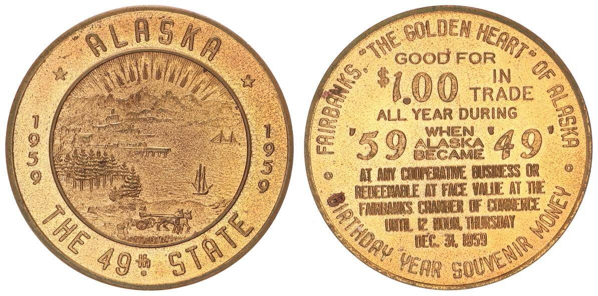 USA-Alaska Alaska Dollar 1959 THE 49th STATE vz-st | MA-Shops