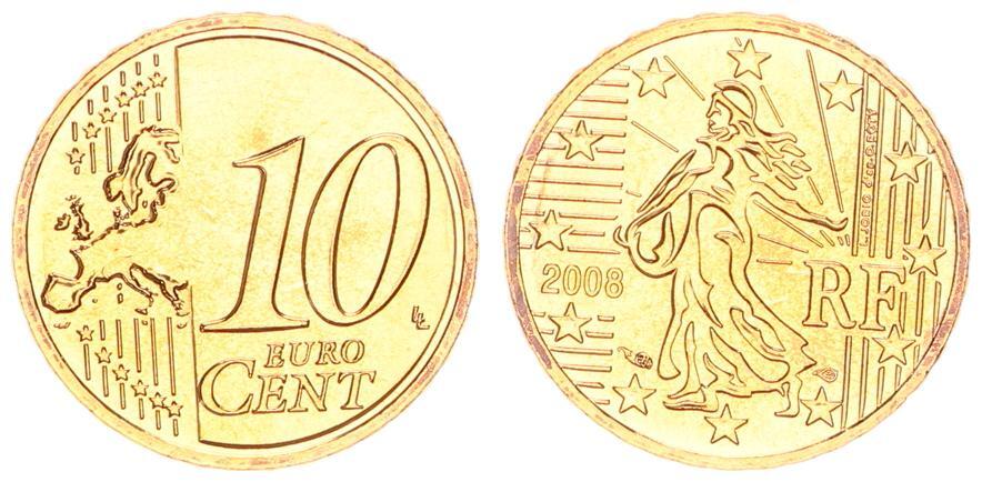 Frankreich 10 Cent Kursmünze 2008 prägefrisch | MA-Shops