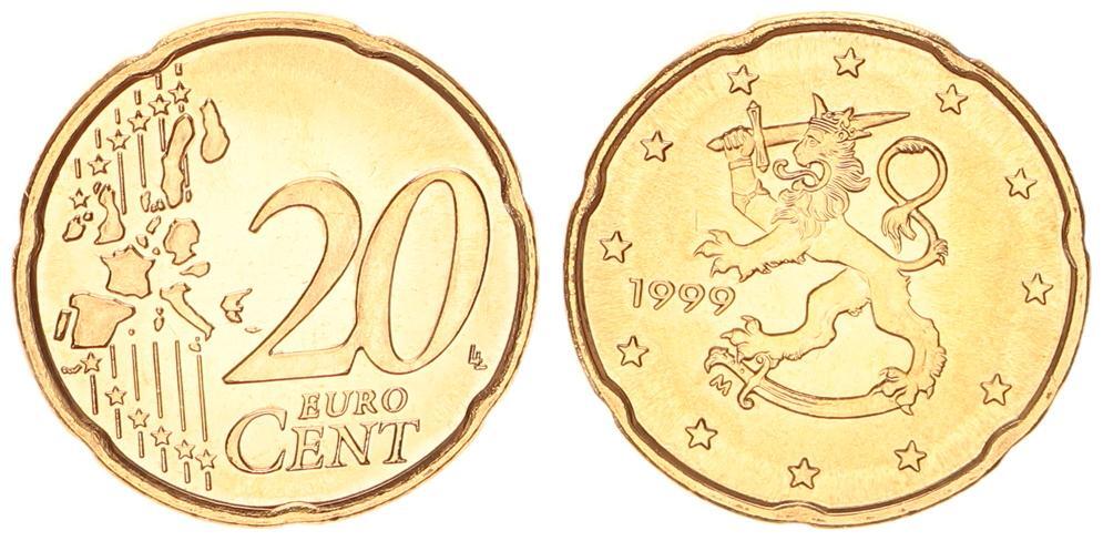 Finnland 20 Cent Kursmünze 1999 prägefrisch | MA-Shops