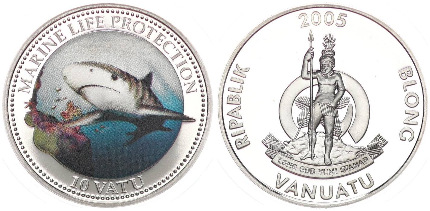 Vanuatu - Marine Life Protection 10 Vatu 2005 - Hai - Haifisch PP ...