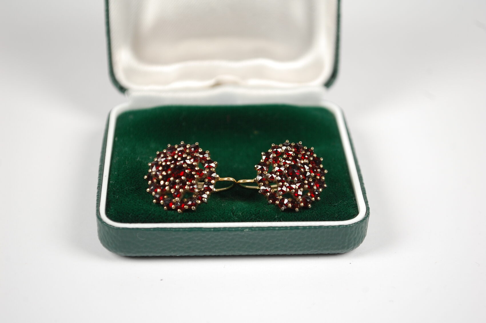 Granatstein Schmuckset, Silber oder Tombak vergoldet, 60,7g | MA-Shops