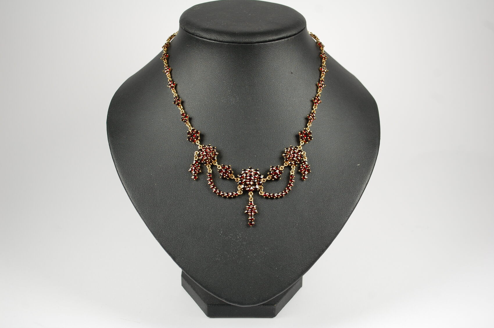 Granatstein Schmuckset, Silber oder Tombak vergoldet, 49,24g | MA-Shops