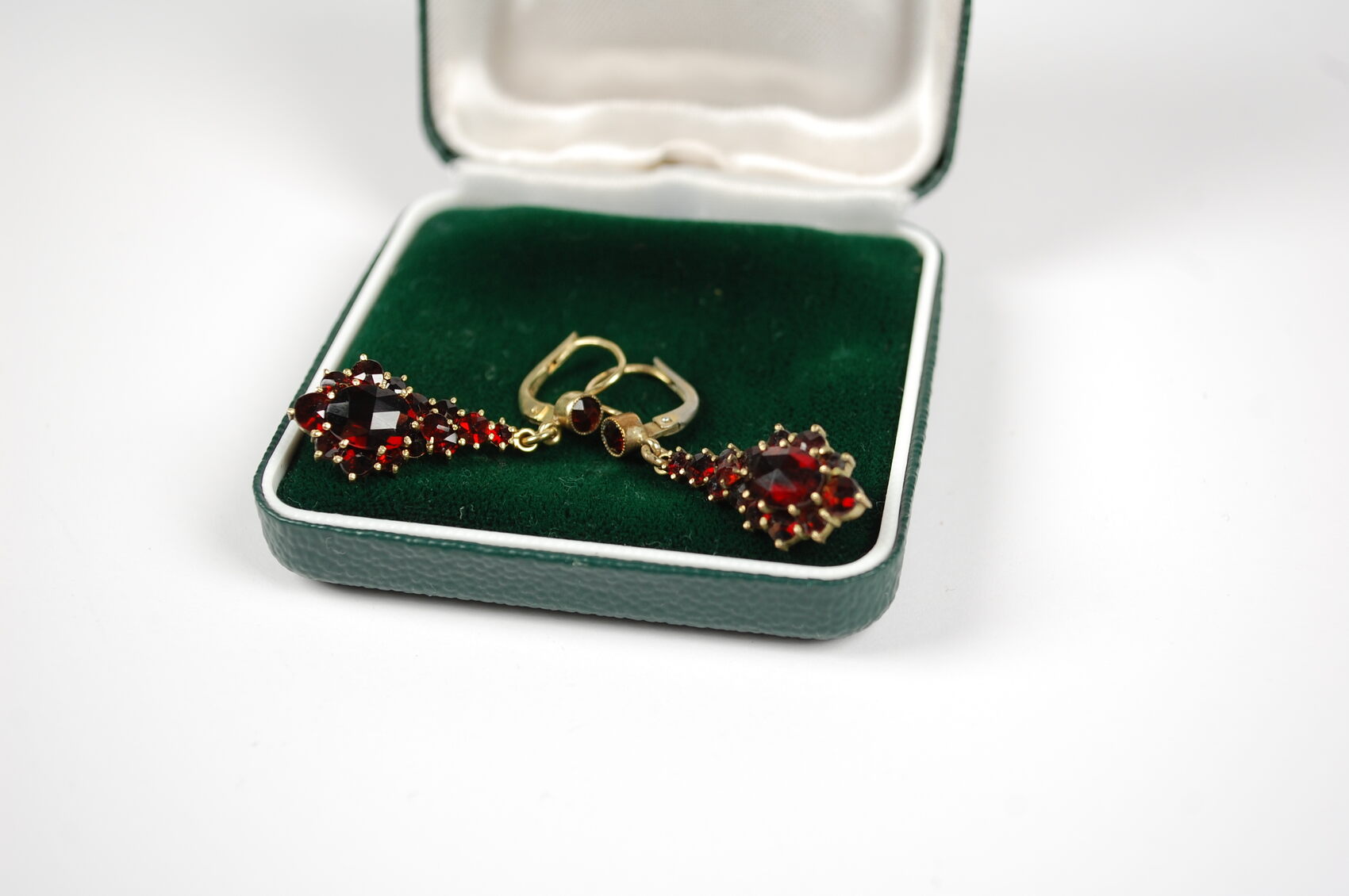 Granatstein Schmuckset, Silber oder Tombak vergoldet, 45,44g | MA-Shops