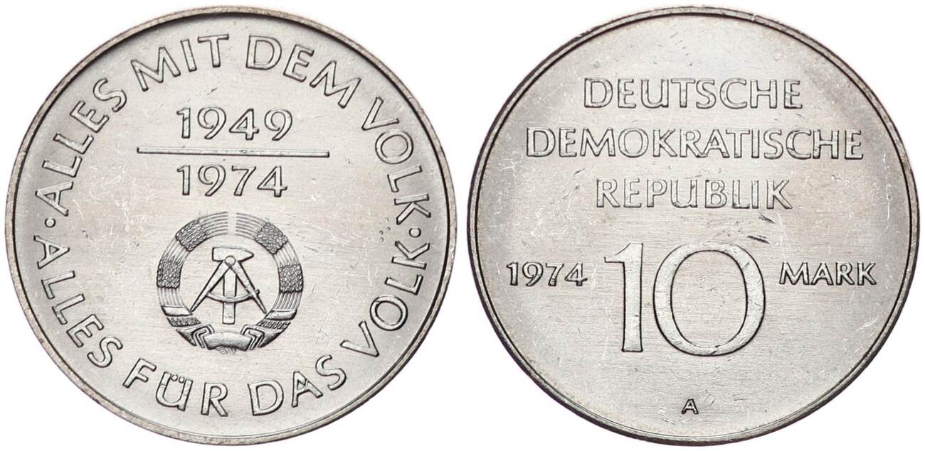 Deutschland - DDR 10 Mark 1974 25 Jahre DDR - alles mit dem Volk ...