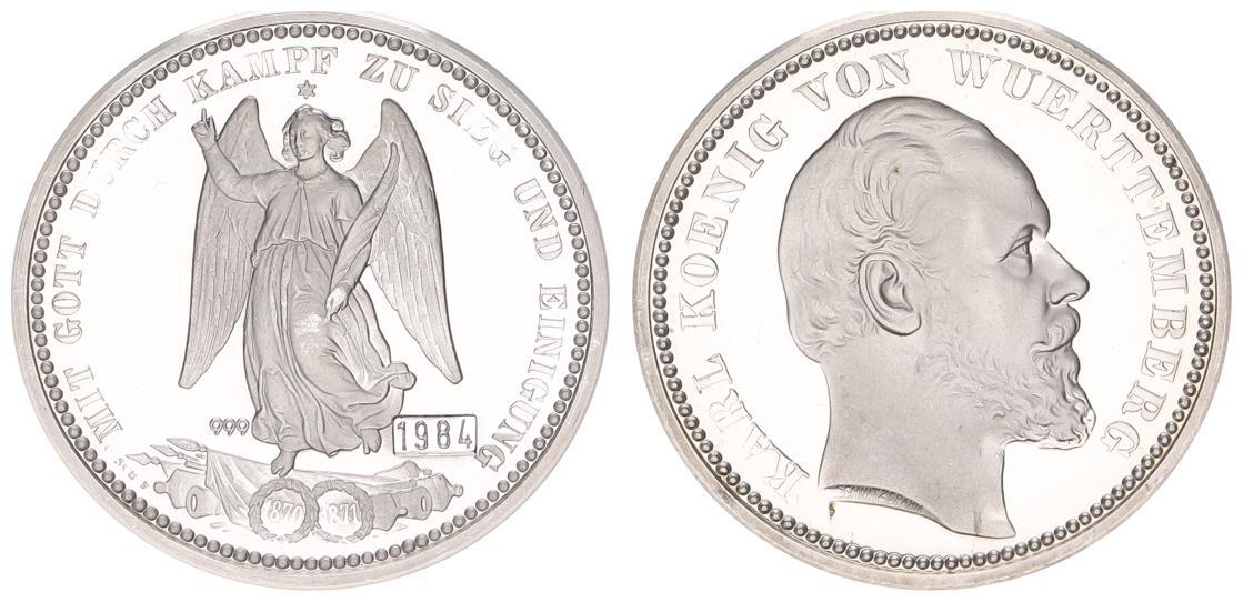 1 Taler Nachprägung 1870/71/1984 Nachprägung Württemberg 1 Taler 1870 ...