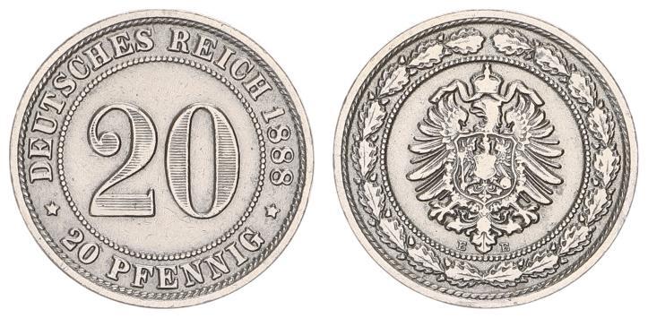 Kaiserreich 20 Pfennig 1888 E ss | MA-Shops
