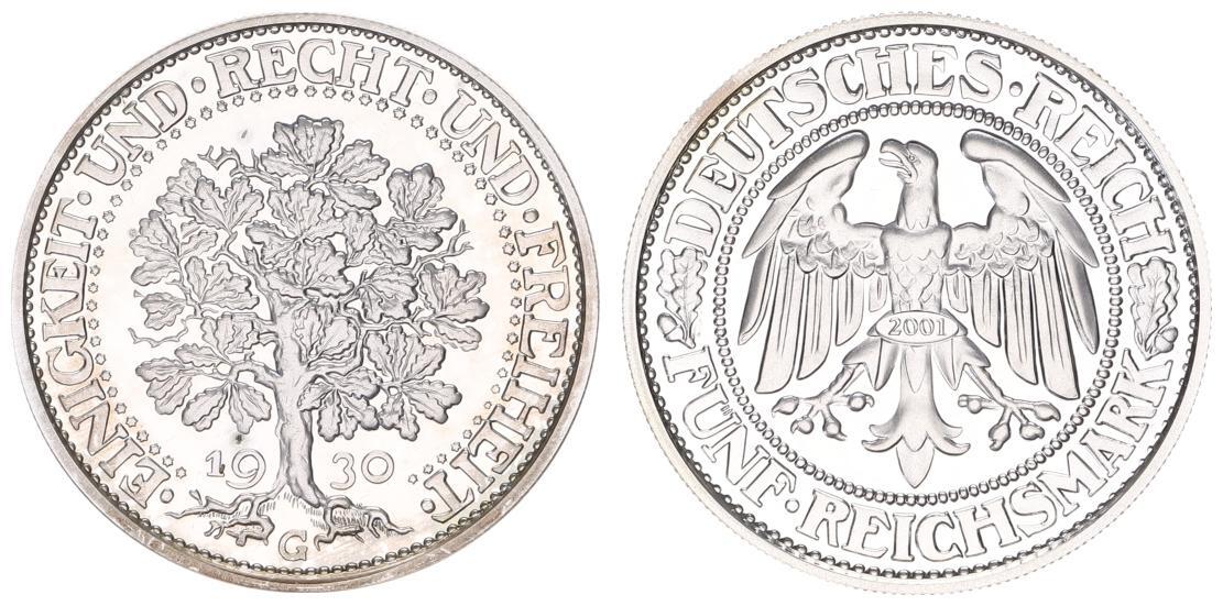 Deutschland / Weimar 5 Reichsmark offizielle Neuprägung 1930 G/2001 ...