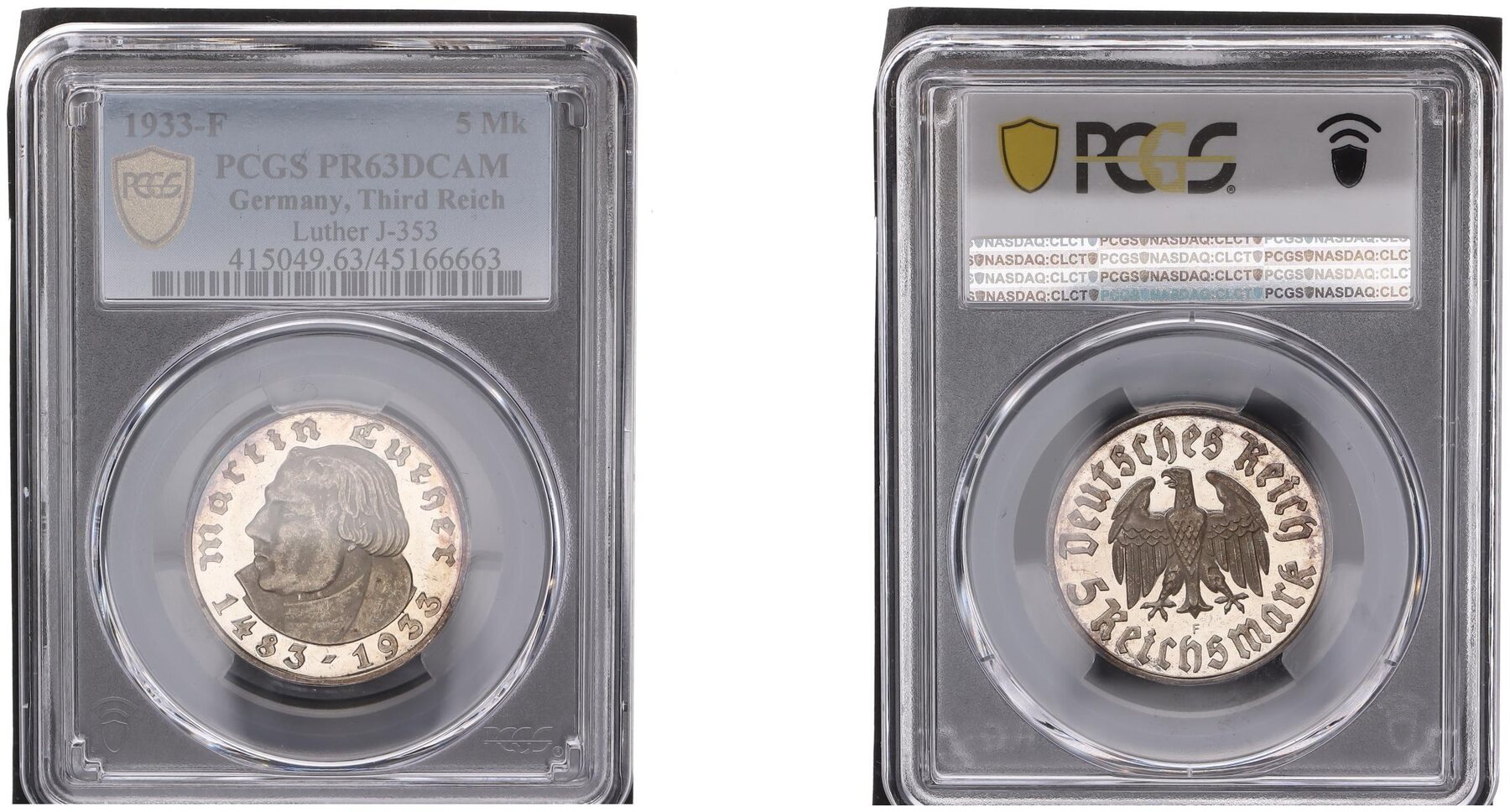 Germany, Third Reich 1933-F Drittes Reich 5 Mark Luther J.353 1933 F ...