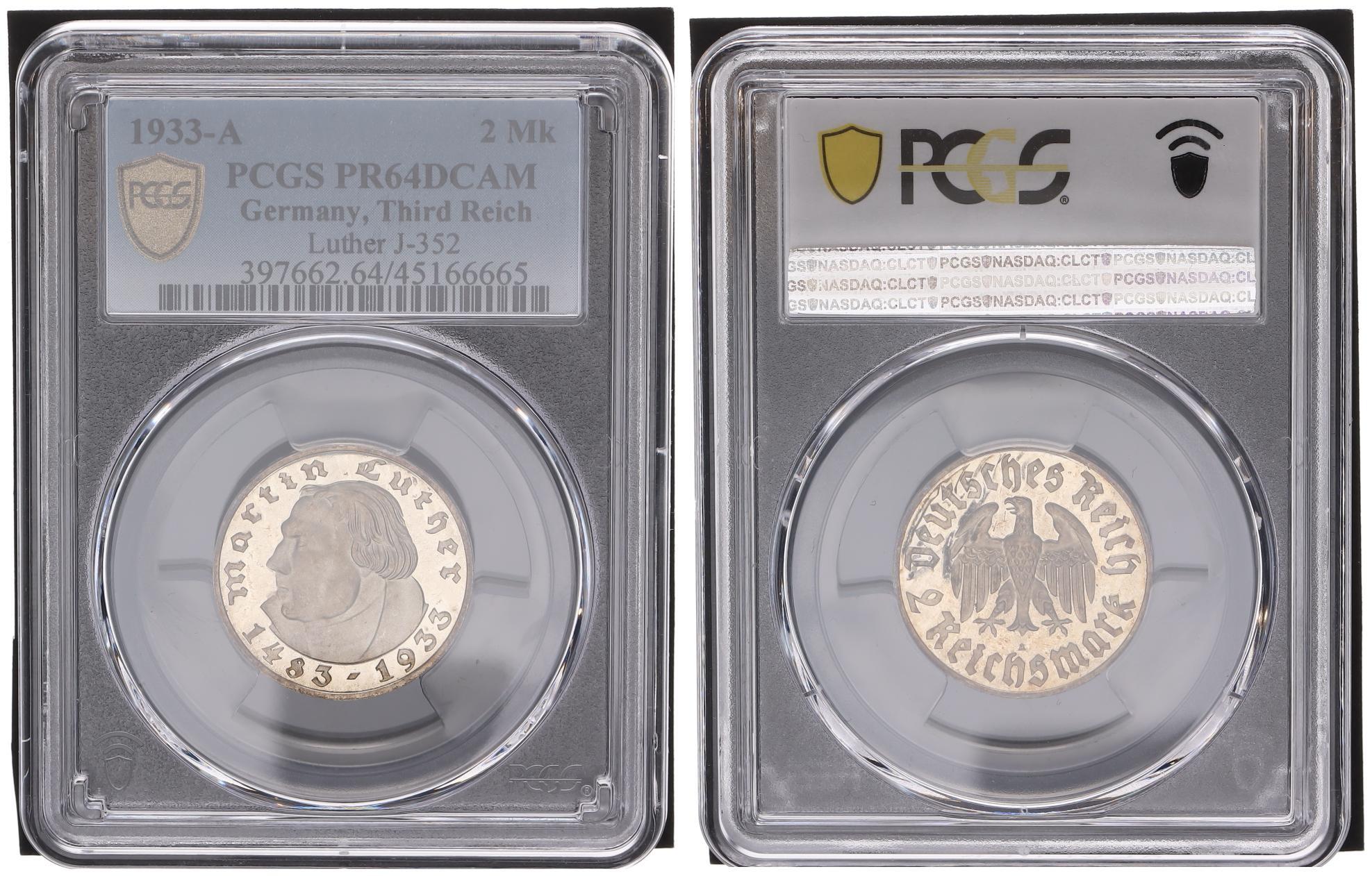 Germany, Third Reich 1933-A Drittes Reich 2 Mark 1933 A - Martin Luther ...