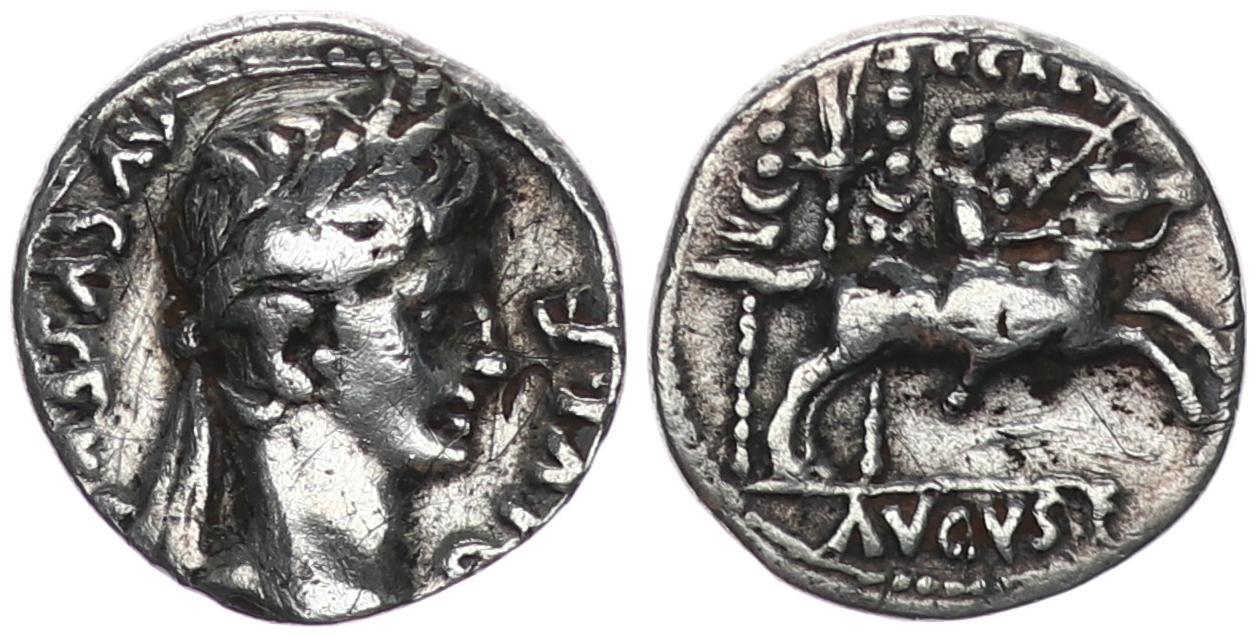 Antike - Römische Kaiserzeit - Augustus 8-9 BC Augustus Denar 8 v. Chr ...