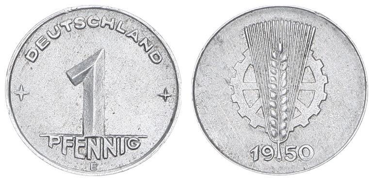Deutschland / DDR 1 Pfennig Alu DDR 1 Pfennig 1950 E vz+ | MA-Shops