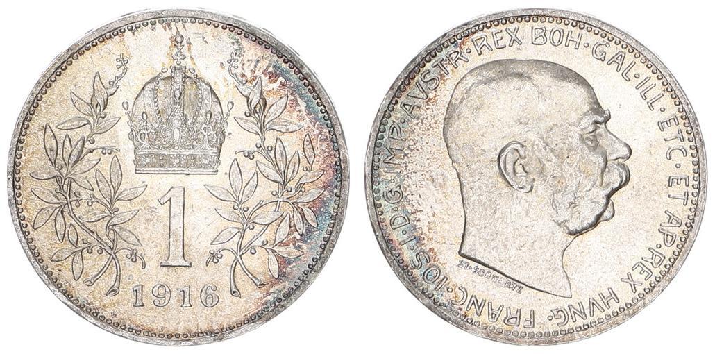 Österreich-Ungarn Franz-Joseph 1 Krone 1916 vz-st/prfr. | MA-Shops