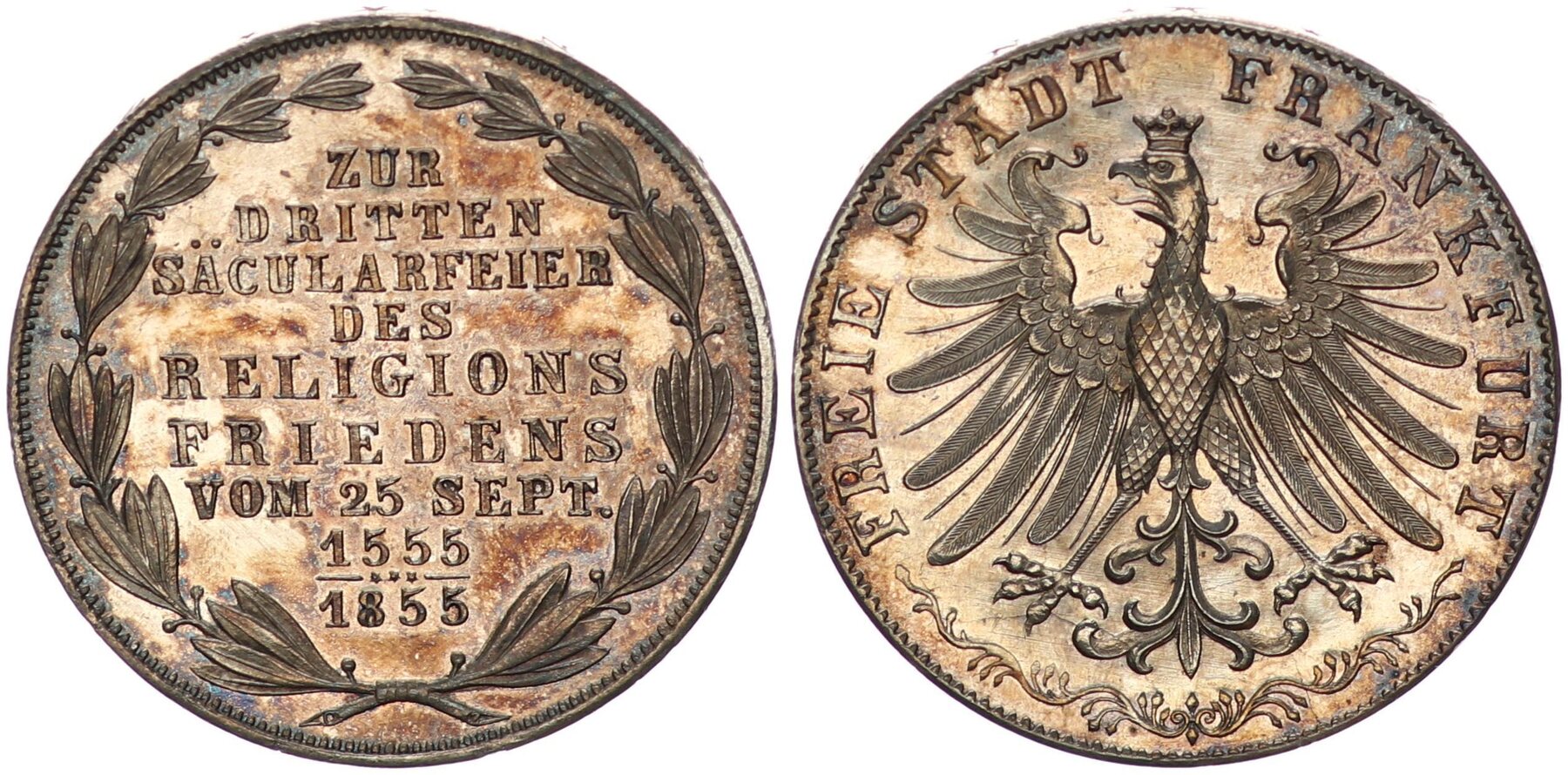 Doppelgulden - 2 Gulden Frankfurt Zwey Gulden 1855 - auf den ...
