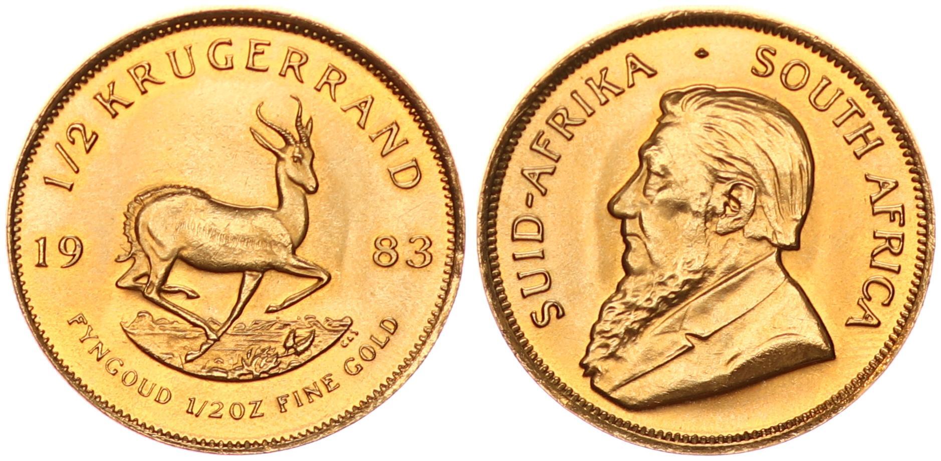 Südafrika - Gold - Krugerrand South Africa 1/2 Unze Krügerrand Gold Paul Kruger 1983 prägefrisch ...