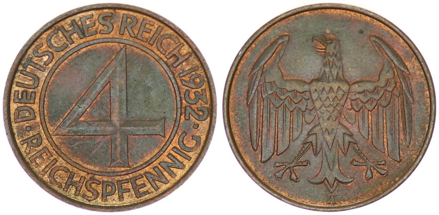 Deutschland - Weimarer Republik 4 Pfennig Weimar 4 Reichspfennig 1932 A ...
