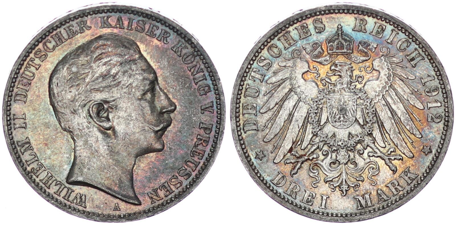 Preussen - Deutsches Kaiserreich 3 Mark Preussen 3 Reichsmark 1912 A - Wilhelm II. deutscher ...