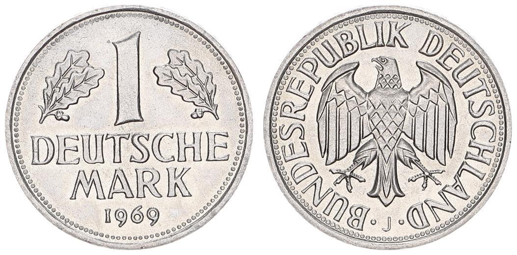Deutschland 1 DM Kursmünze 1969 J Stempelglanz | MA-Shops
