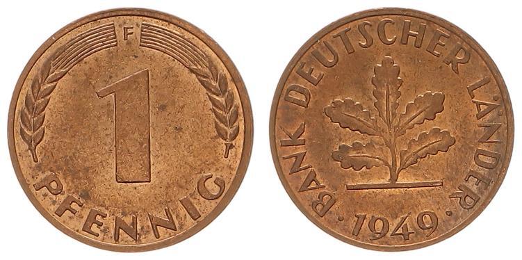 Deutschland - BRD 1 Pfennig Bank deutscher Länder - BRD 1 Pfennig 1949 ...