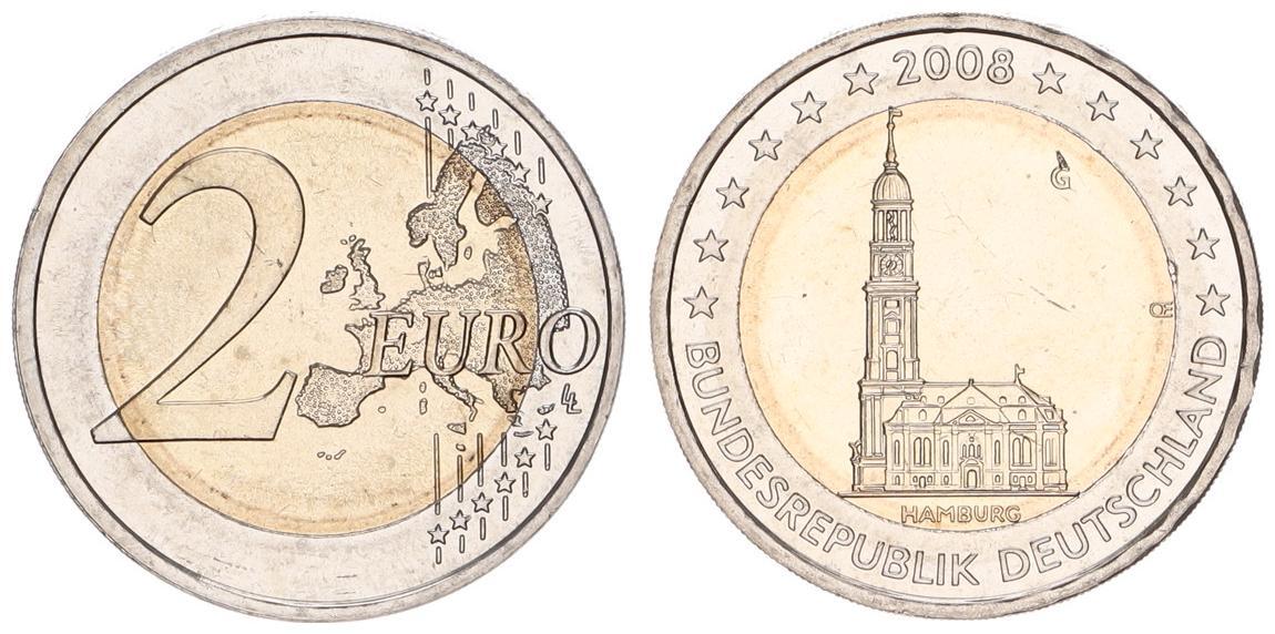 Deutschland - BRD - Hamburg 2 Euro Fehlprägung 2 € 2008 G - Fehlprägung ...