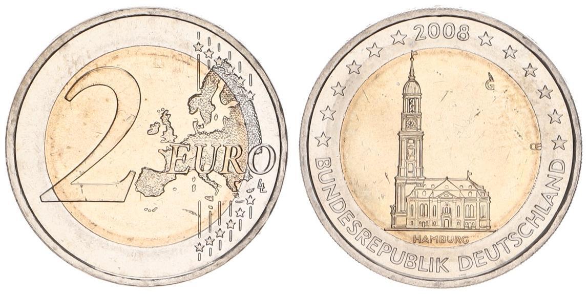 Deutschland - BRD - Hamburg 2 Euro Fehlprägung 2 € 2008 G - Fehlprägung ...