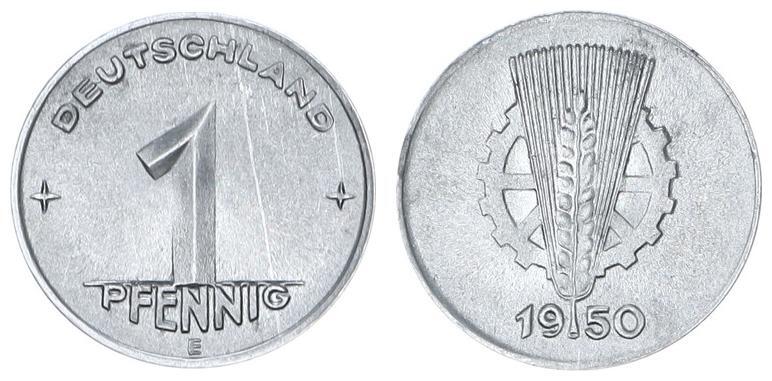 Deutschland / DDR 1 Pfennig Alu DDR 1 Pfennig 1950 E prägefrisch ...