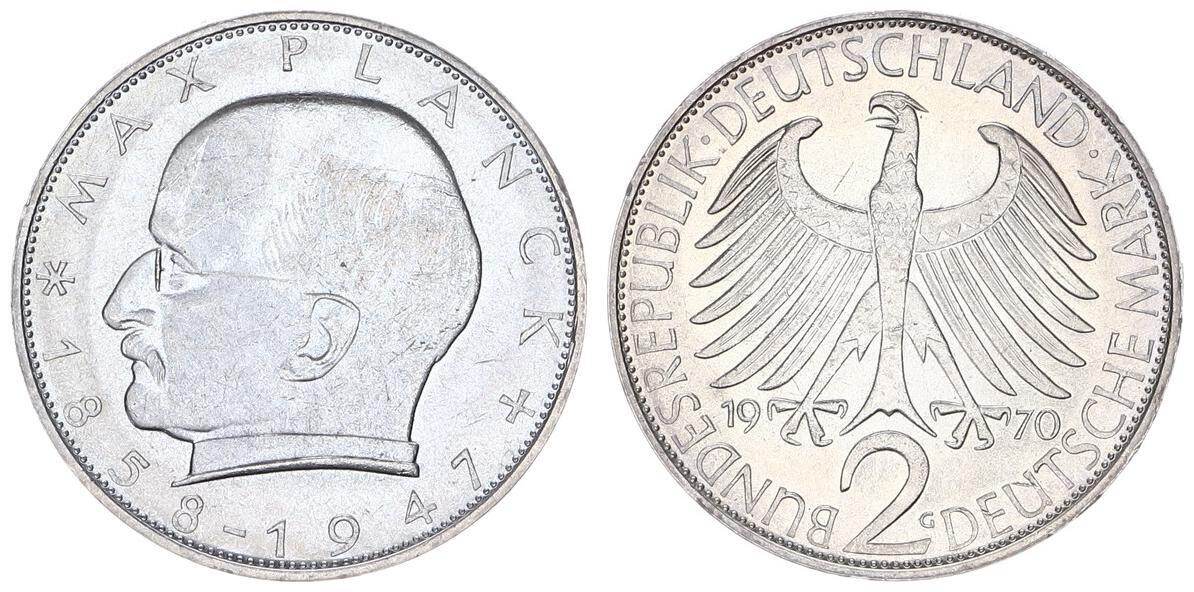 Deutschland 2 DM Max Planck 2 DM J.392 Kursmünze Max Planck 1970 G ...