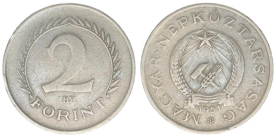 Ungarn 2 Forint 1951 ss-vz | MA-Shops