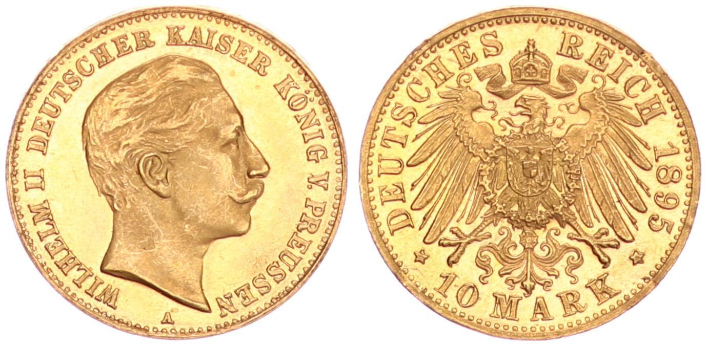 10 Mark 1895 A Nachprägung Preußen 10 Reichsmark 1895 A Kaiser Wilhelm ...