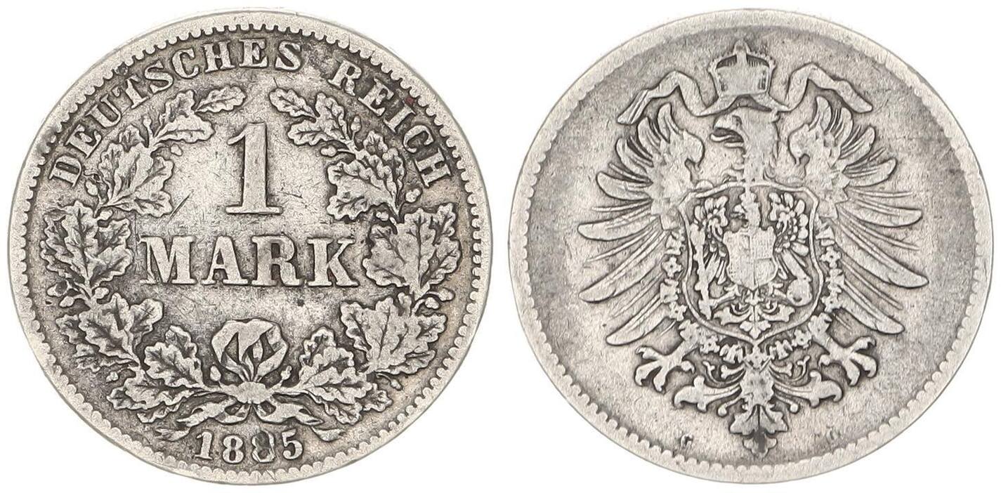 Deutschland / Kaiserreich 1 Mark kleiner Adler J.9 1885 G s-ss | MA-Shops