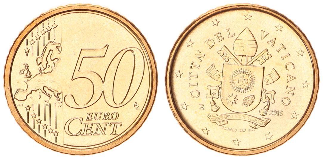 Vatikan 50 Cent 2019 Kursmünze prägefrisch | MA-Shops
