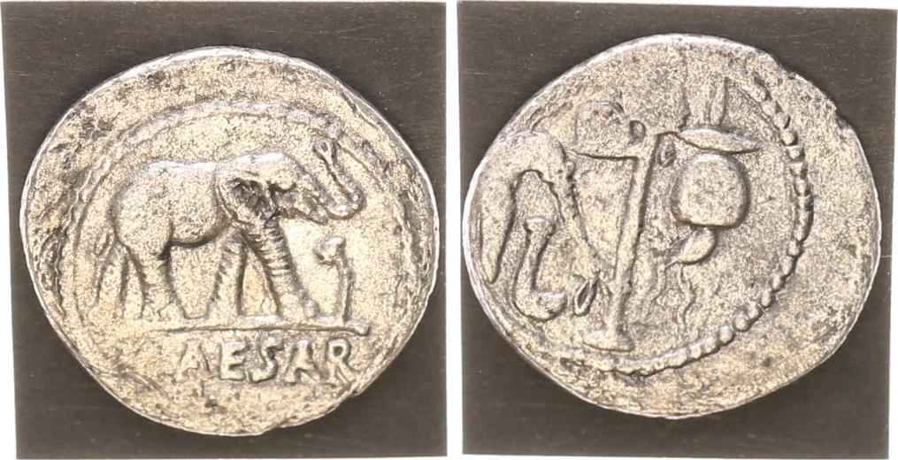 Antike / Republik/ Cäsar Denar 100-44 v.Chr. C. Julius Caesar, Elefant ...