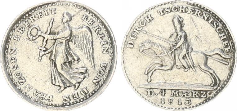 Deutschland / Berlin Silberner Siegespfennig Siegespfennig 1813 ...