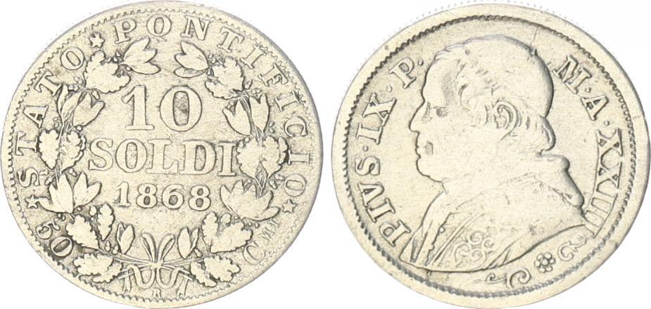 Vatikan 10 Soldi 1868 Pius IX. (1846-1878) ss | MA-Shops