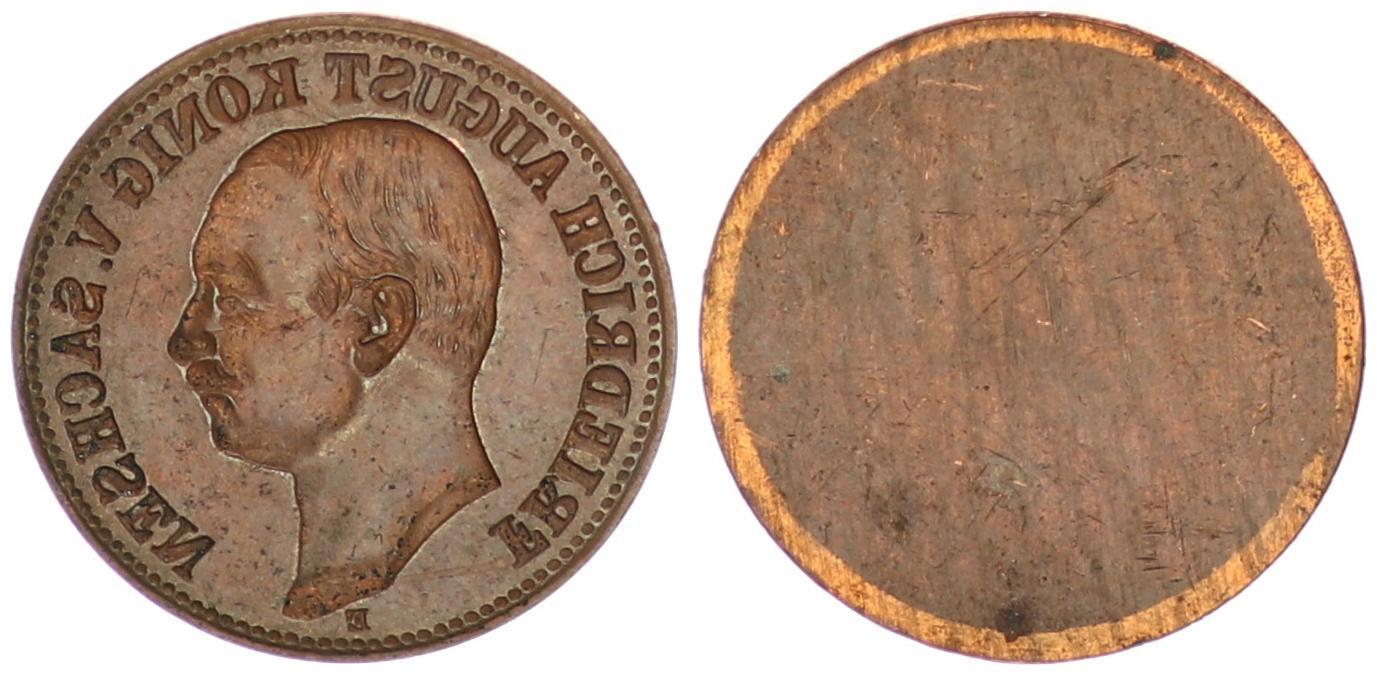 Sachsen 10 Mark Kupfer Probe ohne einseitiger inkuser Abschlag in ...