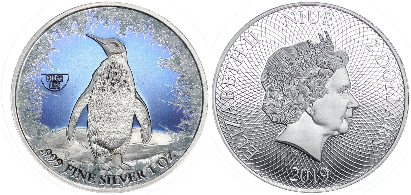 2 Dollars 1 Unze Silber Niue 2019 2 $ Mysterious Rhodium Polar Life ...