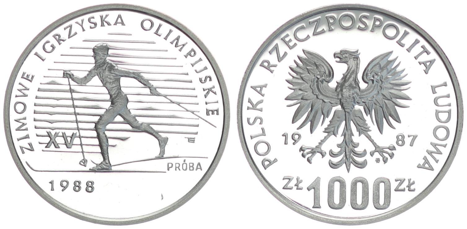 Polen 1000 Zloty Probe 1987 Zu Den Olympischen Winterspielen 1988 Ski polen-1000-zloty-probe-1987-zu-den-olympischen-winterspielen-1988-ski