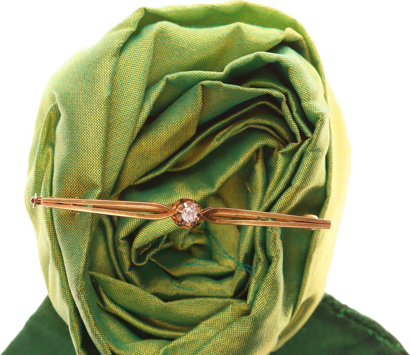 Brosche, Gold 585 mit Diamant, 4,32g, ca. 5,4cm lang | MA-Shops