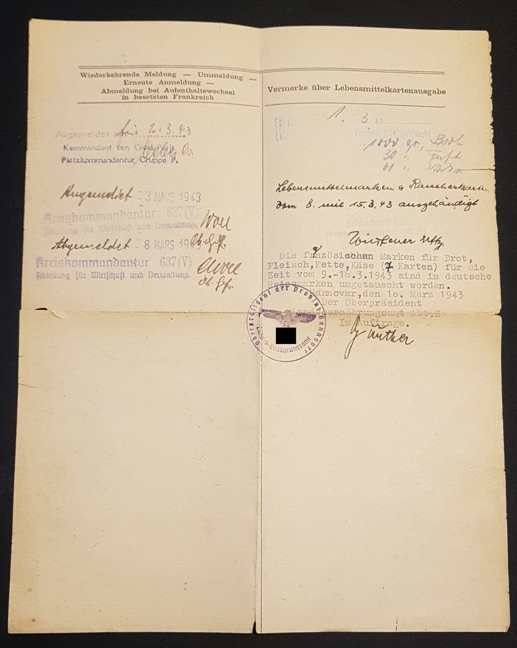 3.Reich Konvolut Reisepass, Kennkarte, Meldezettel, Reichsbefehl, Fotos ...
