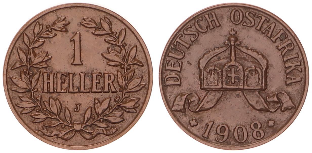 Kolonien Deutsch-Ostafrika Deutsch-Ostafrika 1 Heller 1908 J vorzüglich | MA-Shops