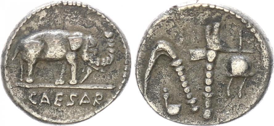 Antike / Republik/ Cäsar Denar 100-44 v.Chr. C. Julius Caesar, Elefant ...