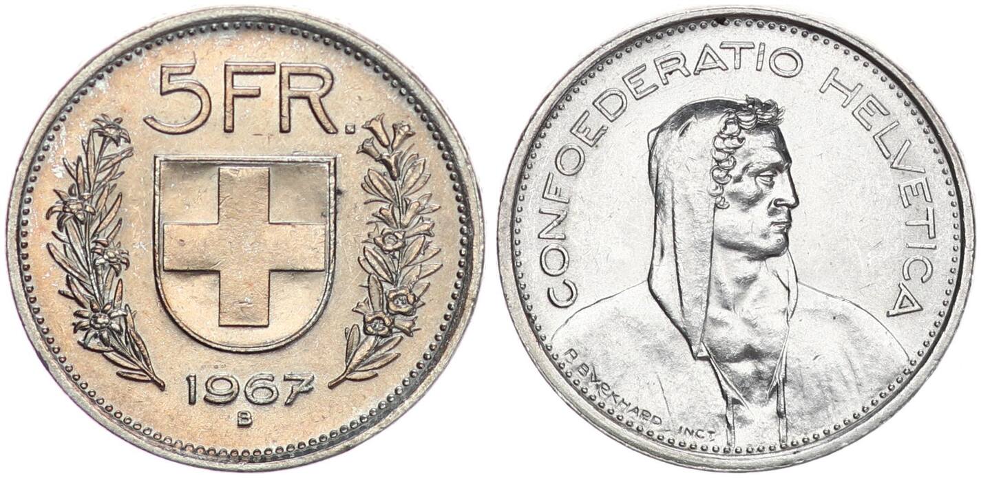 Schweiz 5 Franken Silber 1967 B vz-st | MA-Shops