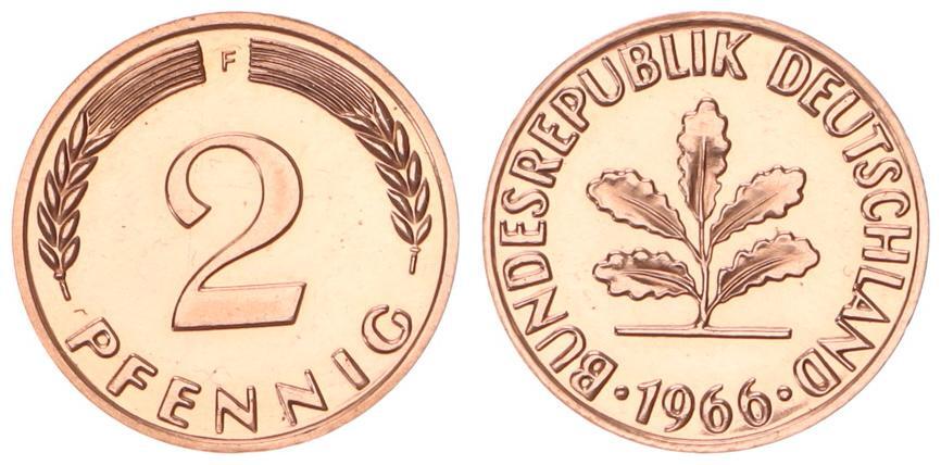 Deutschland 2 Pfennig 1966 F Polierte Platte | MA-Shops