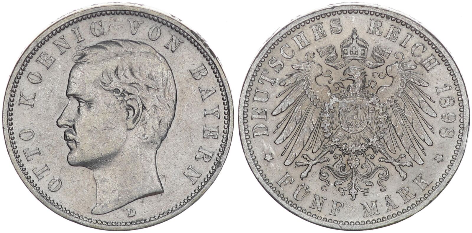 Bayern - Deutsches Kaiserreich 5 Mark 1898 D 5 Reichsmark König Otto ss+ | MA-Shops