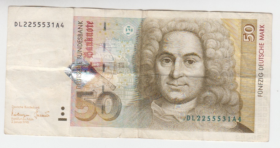 Deutschland 50 Mark 50 DM Banknote 1996 stark gebraucht | MA-Shops