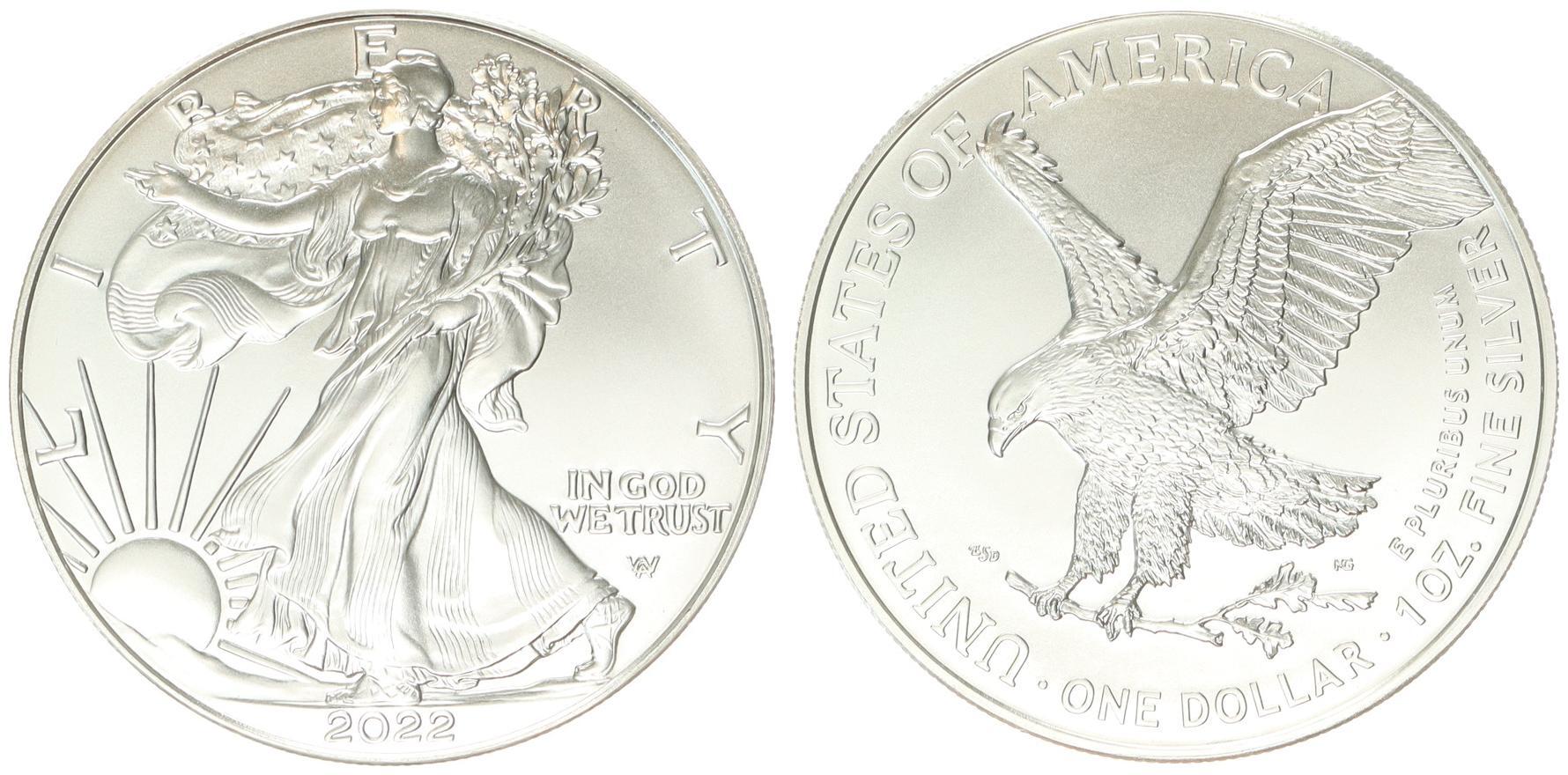 USA 1 Dollar 1 Unze Silber 2022 W 1 $ American Eagle Liberty - 1 oz ...