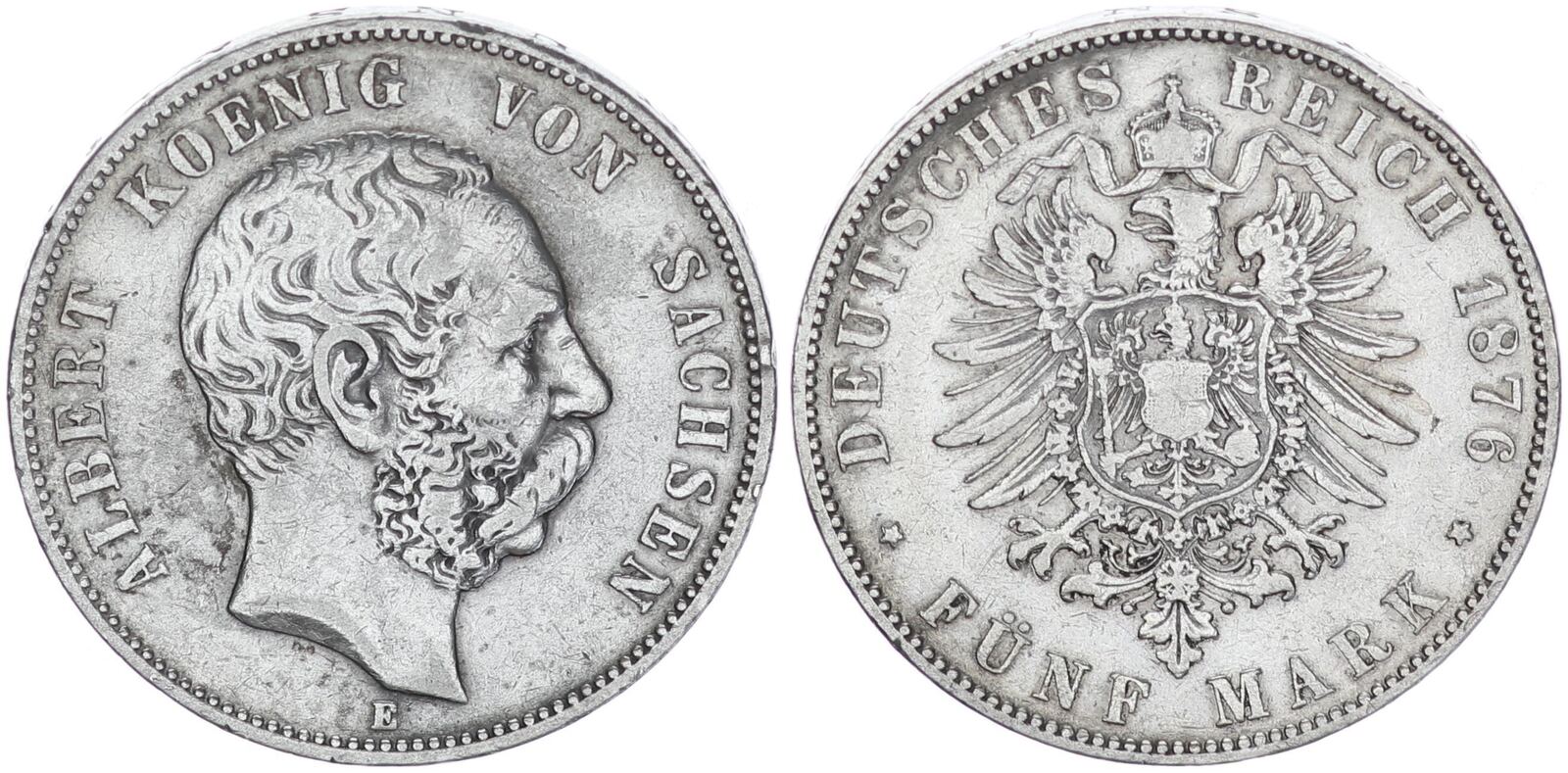 Deutsches Kaiserreich - Sachsen 5 Mark 1876 E 5 Reichsmark König Albert ...