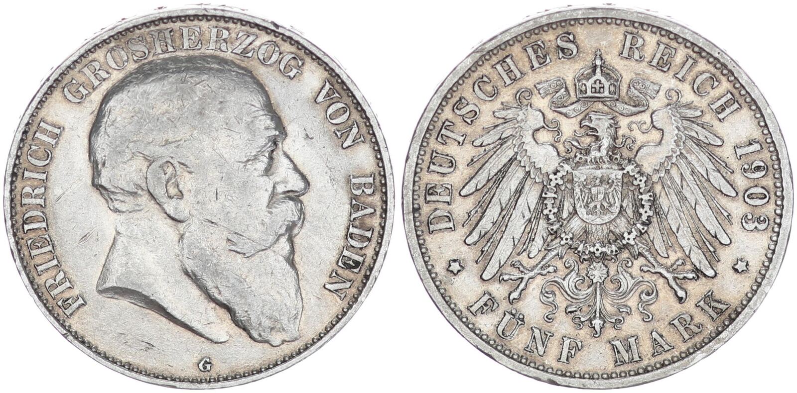 Baden - Deutsches Kaiserreich 5 Mark 1903 G 5 Reichsmark - Friedrich I ...