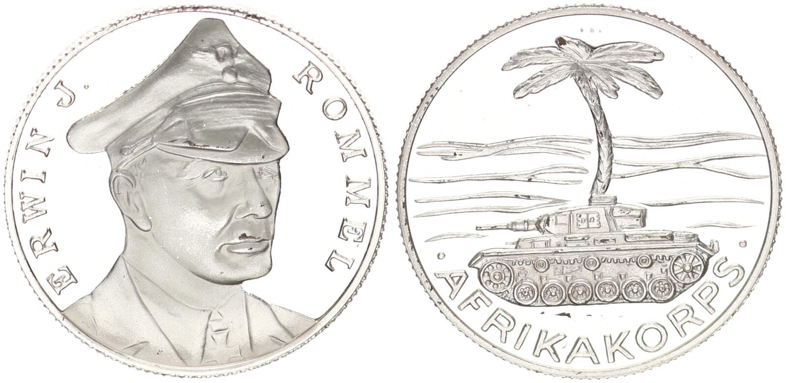 3. Reich Medaille nach 1945 Erwin Rommel Wüstenfuchs Panzerkampfwagen ...