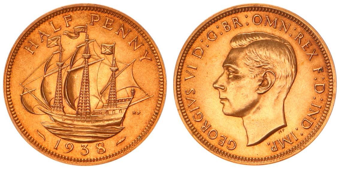 Gro britannien England 1 2 Penny Gro britannien Half Penny 1938 Georg Gro britannien England 1 2 Penny Gro britannien Half Penny 1938 Georg