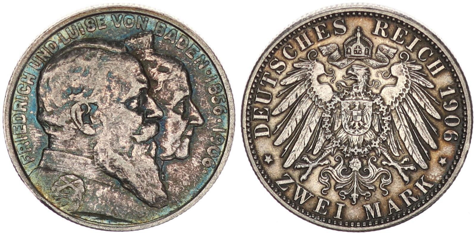 Deutsches Kaiserreich - Baden 2 Mark 1906 2 Reichsmark Friedrich und Luise ss-vz, Patina | MA-Shops